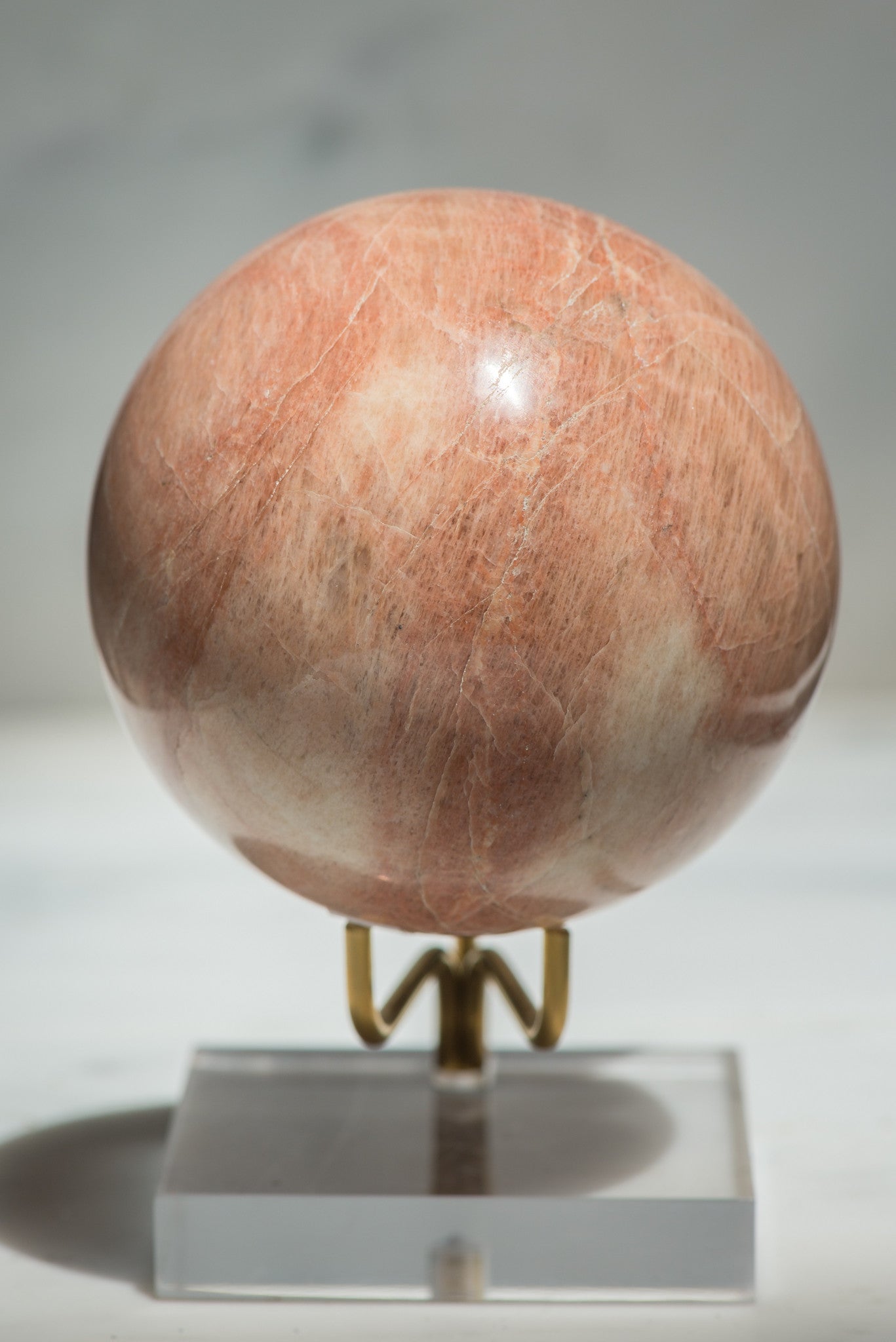 Large Peach Moonstone Sphere – Sacred Light Soundbaths and Crystals